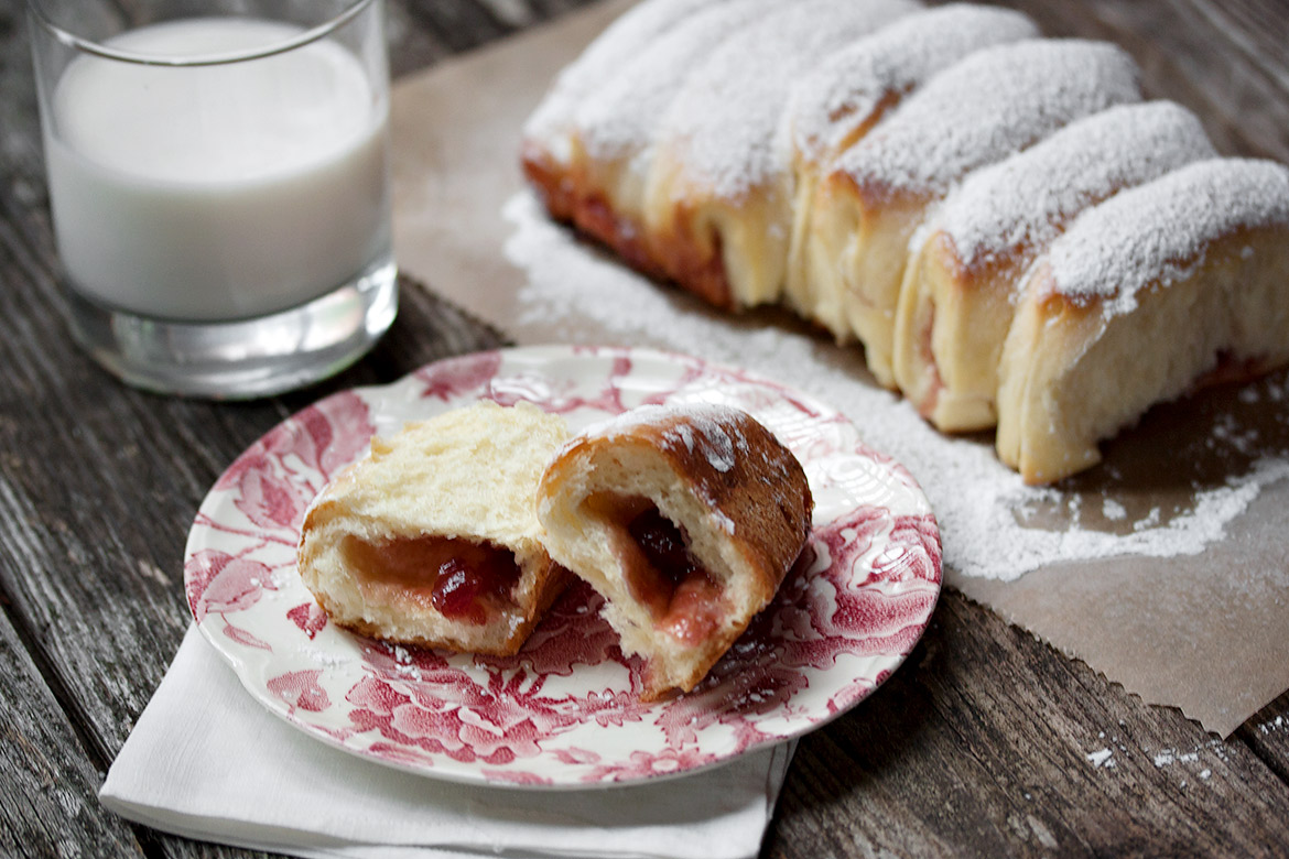 Raspberry Jam Filled Pull-Apart Bread - Seasons and Suppers