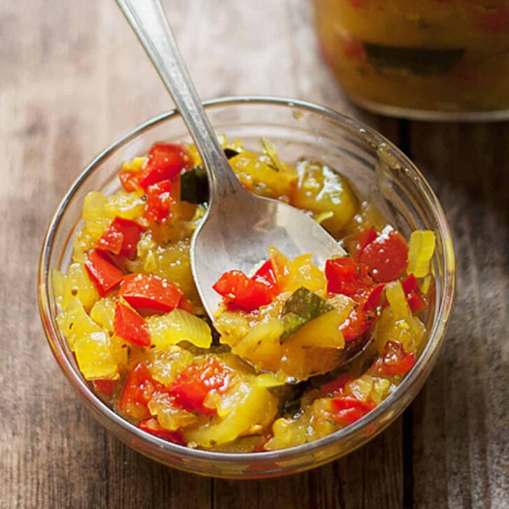 Zucchini Mustard Relish - Seasons and Suppers