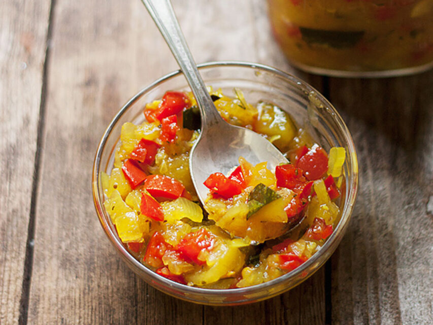 Zucchini Mustard Relish - Seasons and Suppers
