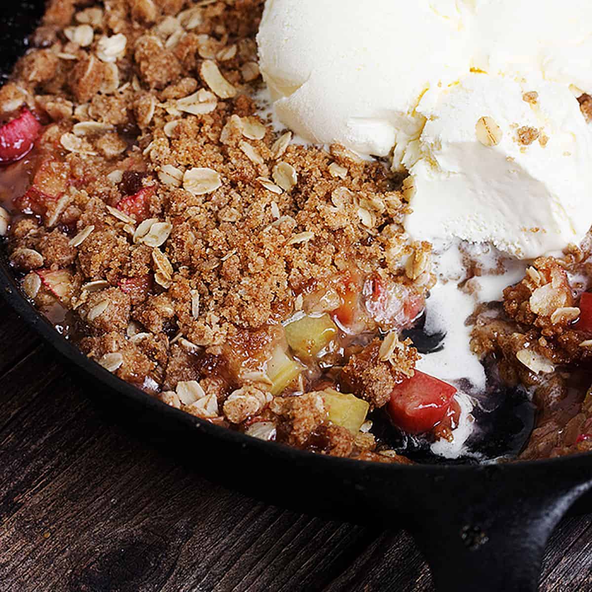 Skillet Rhubarb Crunch - Seasons and Suppers