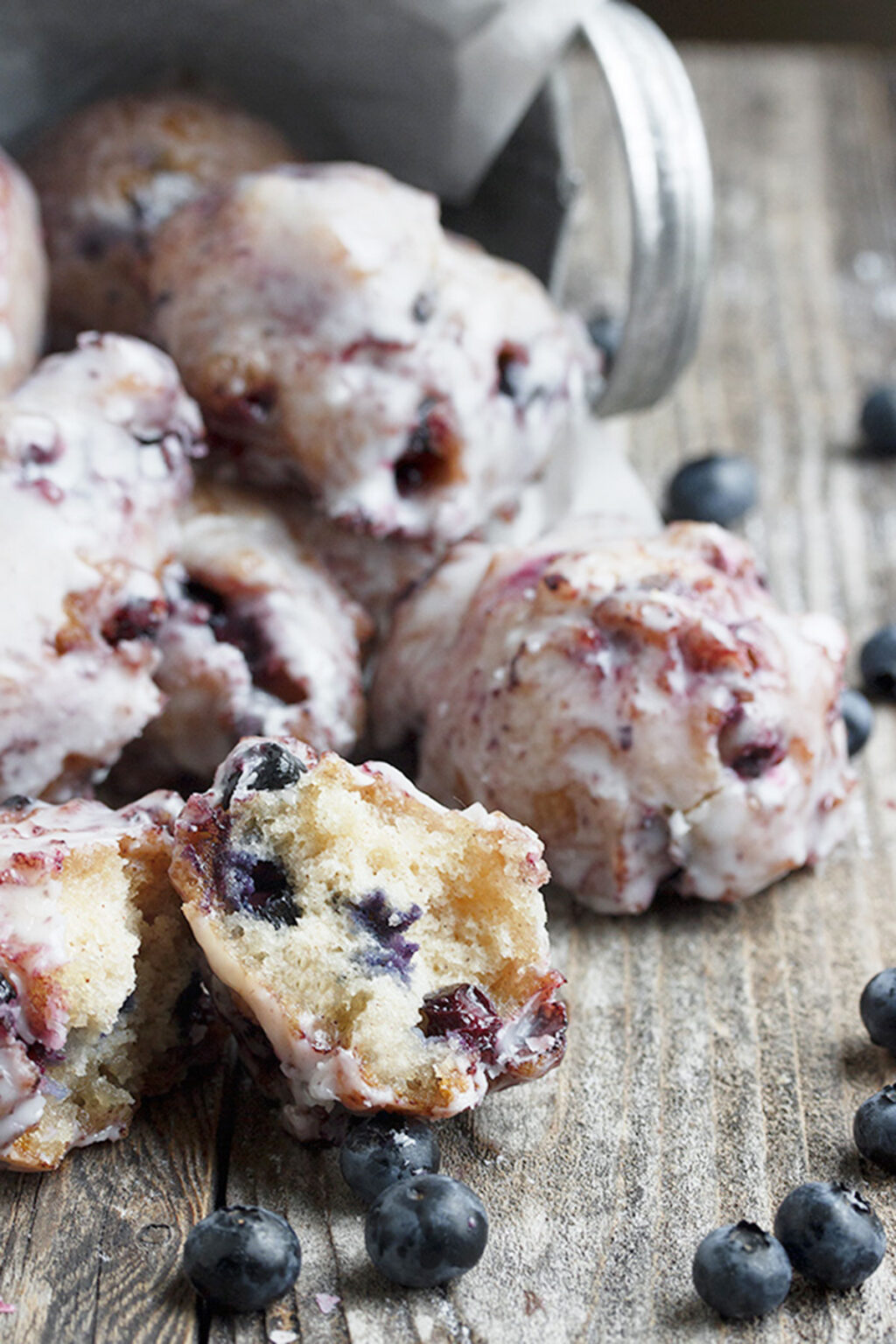 Glazed Fresh Blueberry Fritters - Seasons and Suppers
