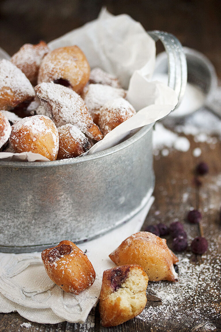 Mini Blueberry Beignets - Seasons and Suppers