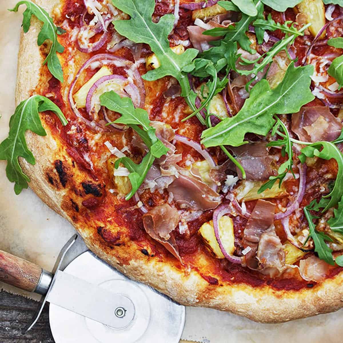 Grilled Pineapple and Prosciutto PIzza | Seasons and Suppers