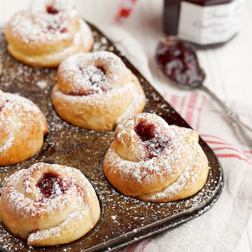 Raspberry Jam Filled Rose Buns - Seasons and Suppers