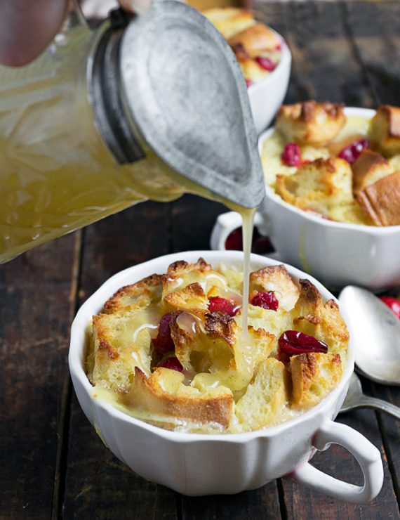 Cranberry Orange Bread Pudding with Warm Butter Sauce