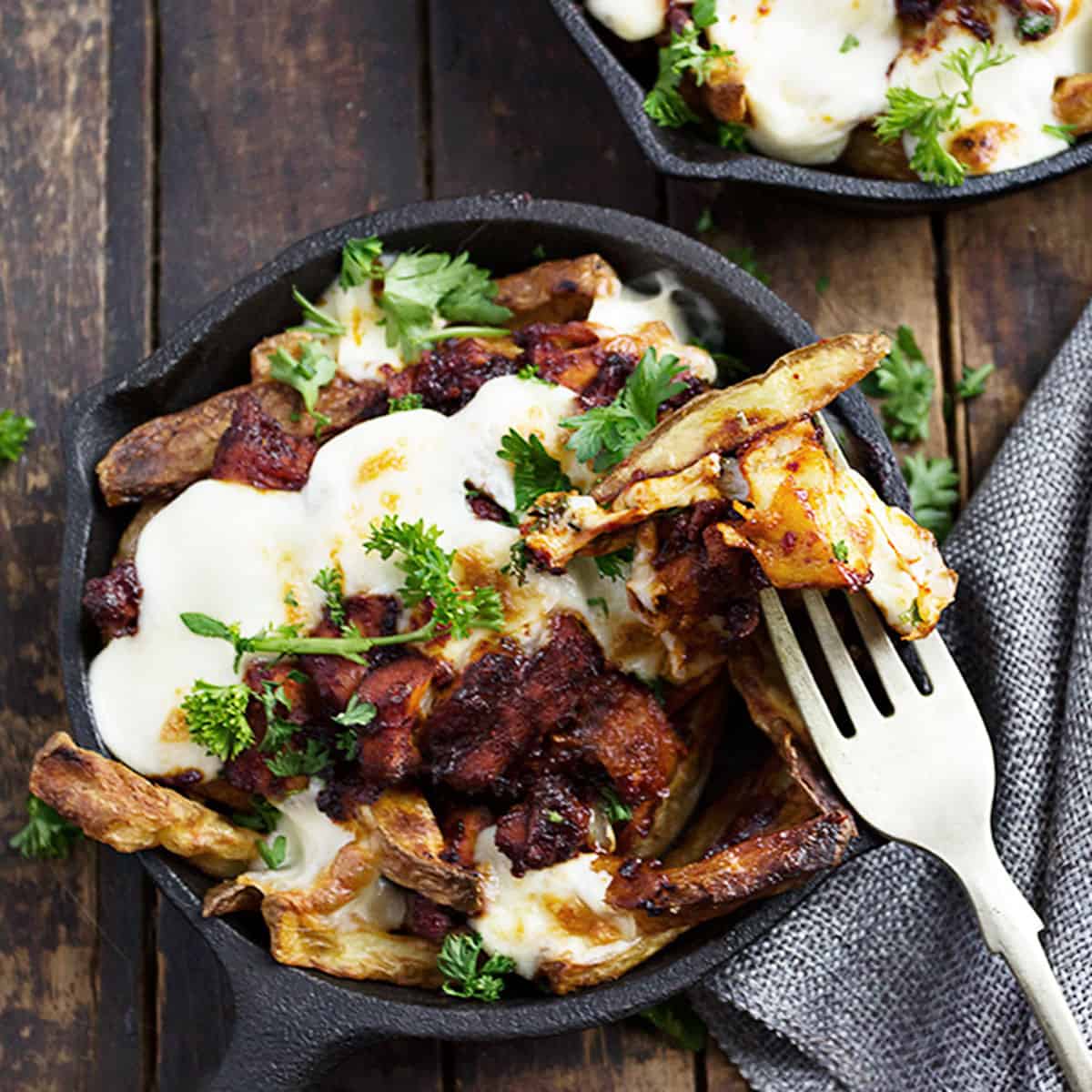 Korean Fire Chicken Cheese Fries - Seasons and Suppers