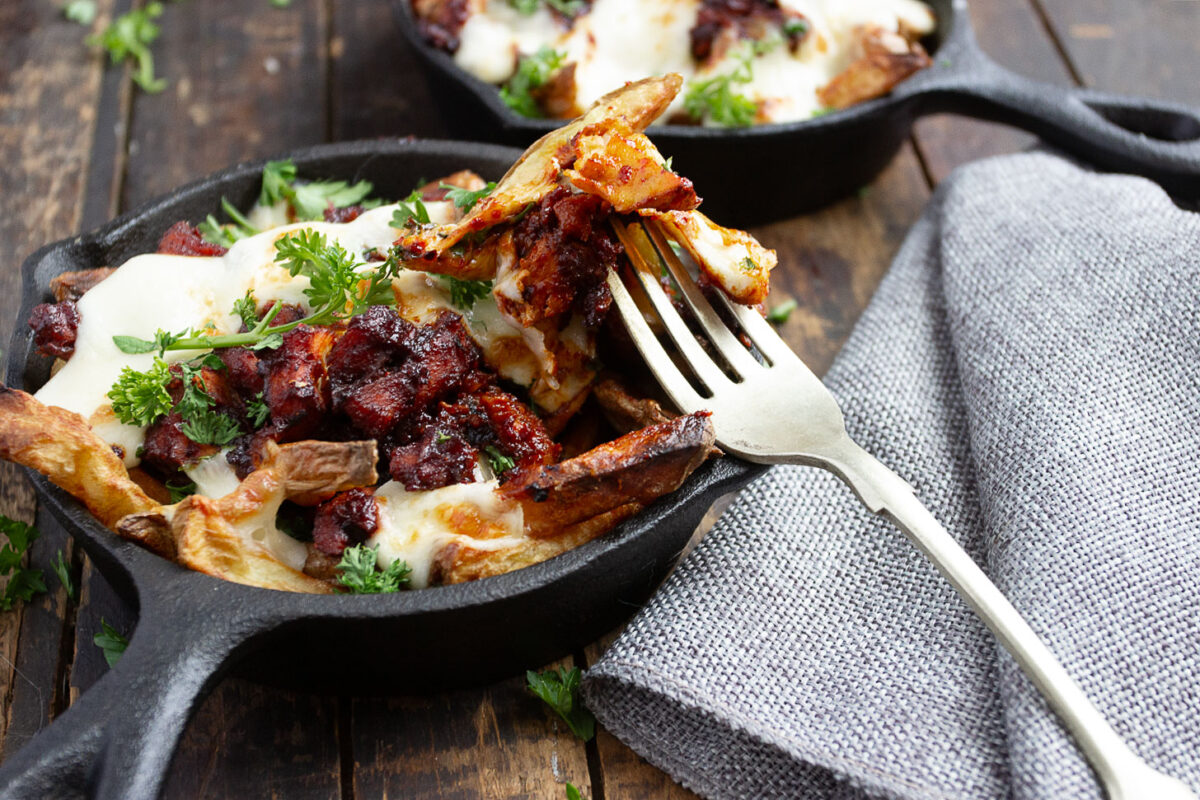 Korean Fire Chicken Cheese Fries - Seasons and Suppers