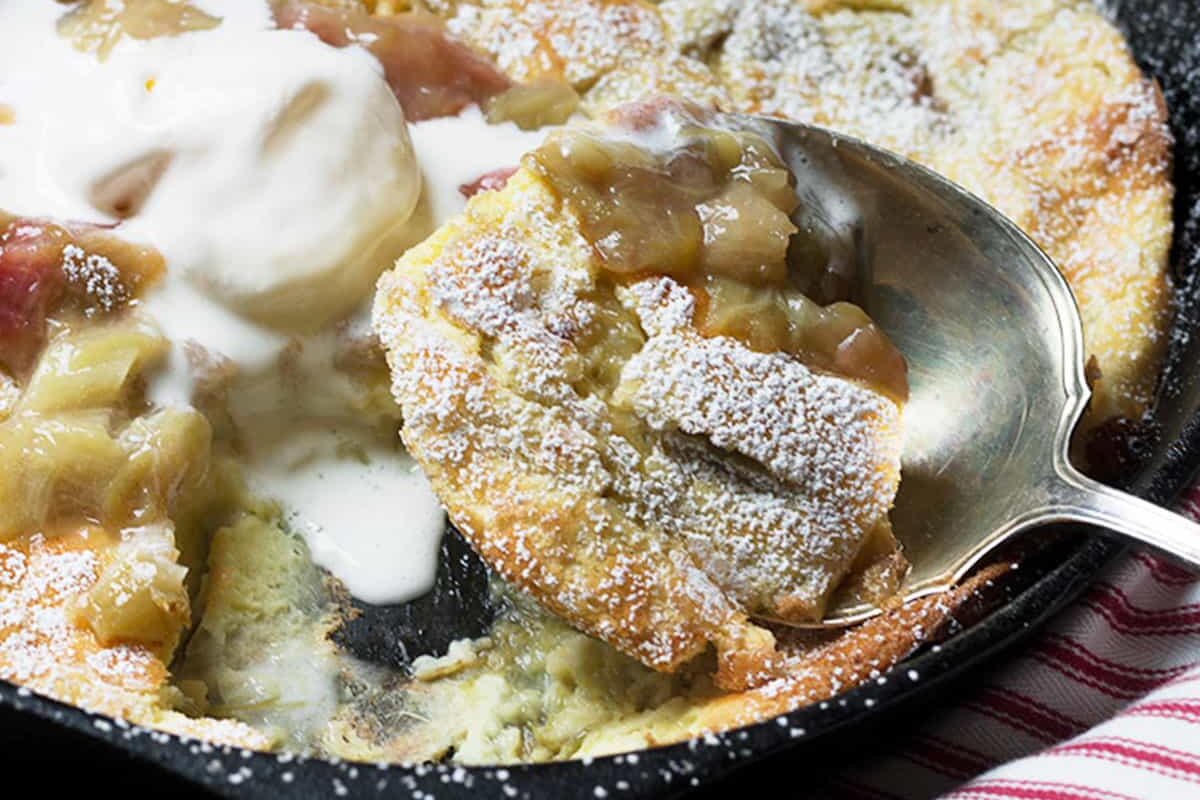 Rhubarb Dutch Baby - Seasons and Suppers