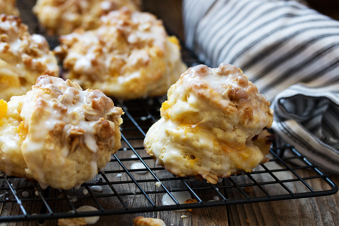Peach Crisp Buttermilk Biscuits - Seasons and Suppers