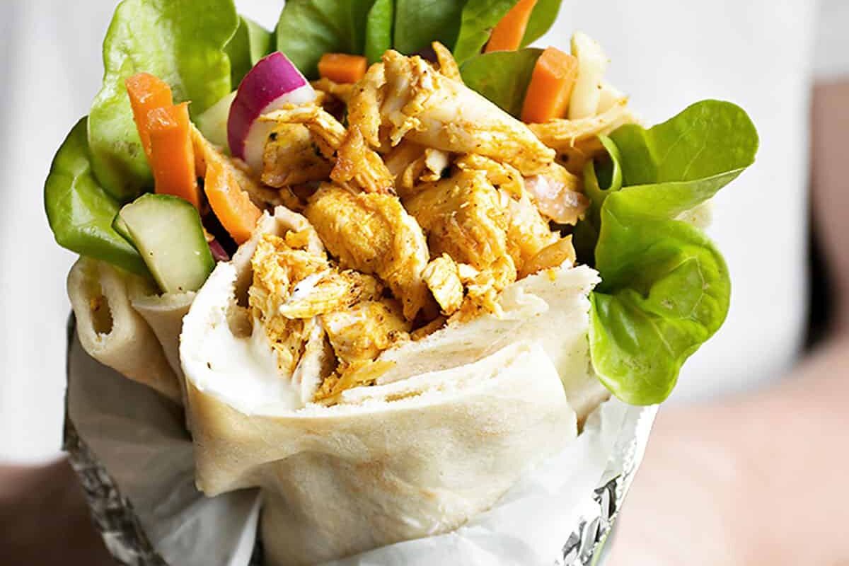 Rotisserie Chicken Shawarma Pita Wrap - Seasons and Suppers