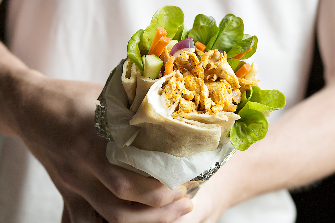 Rotisserie Chicken Shawarma Pita Wrap - Seasons and Suppers