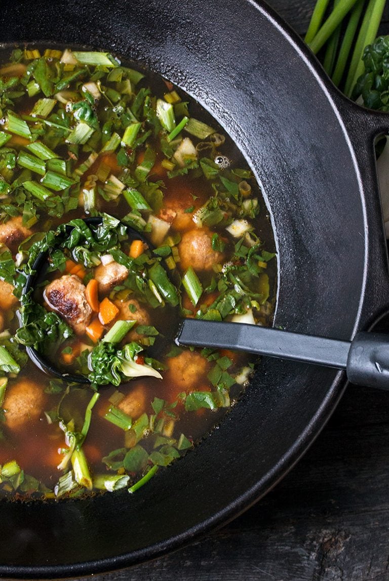 Asian Meatball Soup - Seasons and Suppers