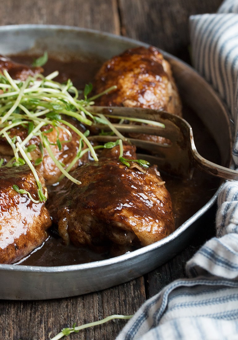 One-Pan Balsamic Glazed Chicken Thighs - Seasons and Suppers
