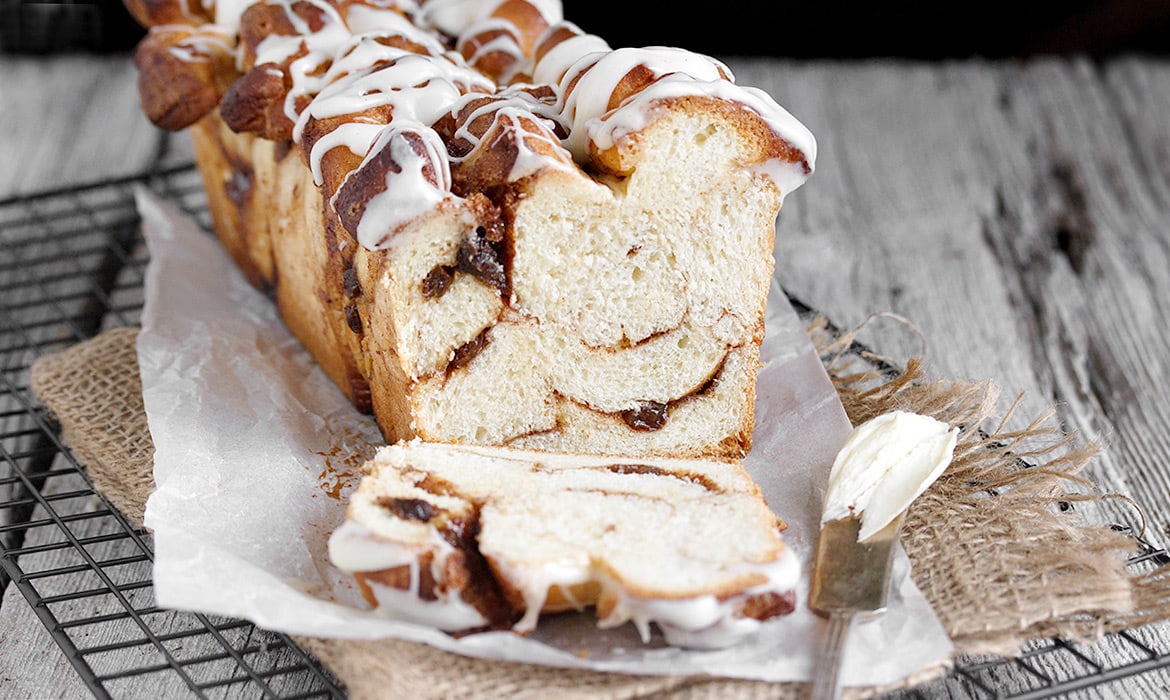 Glazed Cinnamon Raisin Cobblestone Bread - Seasons and Suppers
