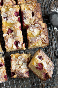 Peach Melba Cake - Seasons and Suppers