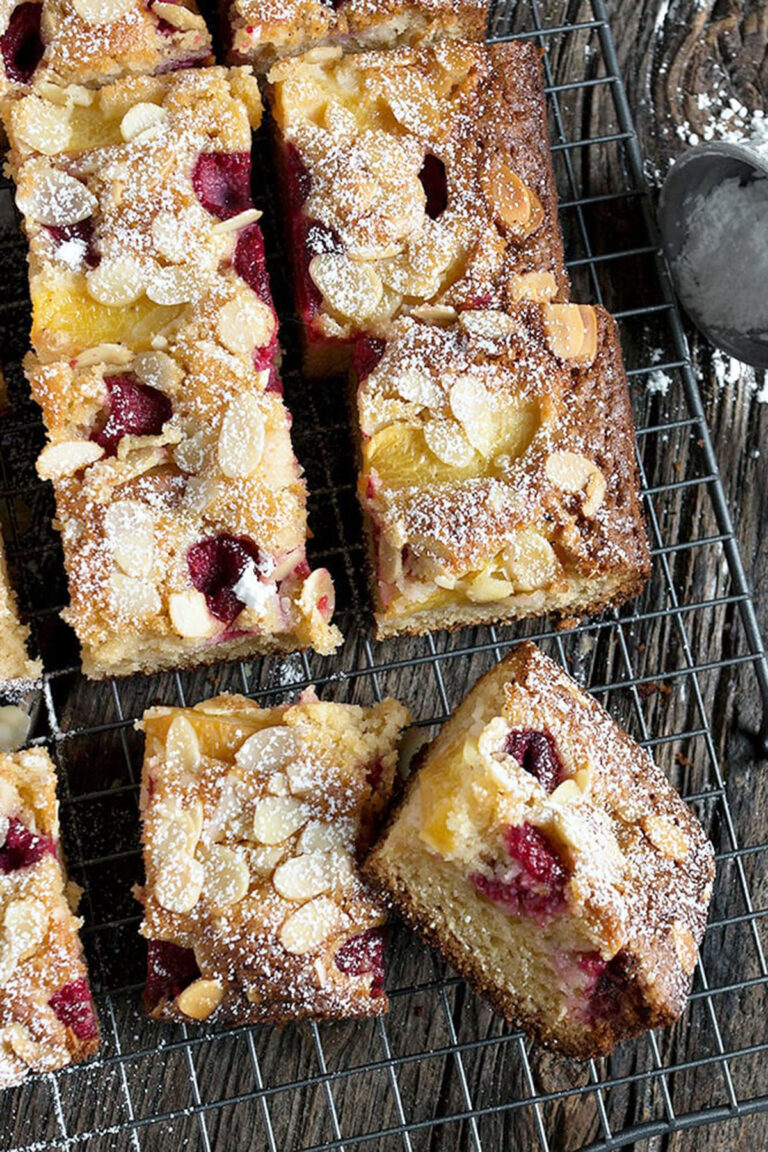 Peach Melba Cake - Seasons and Suppers