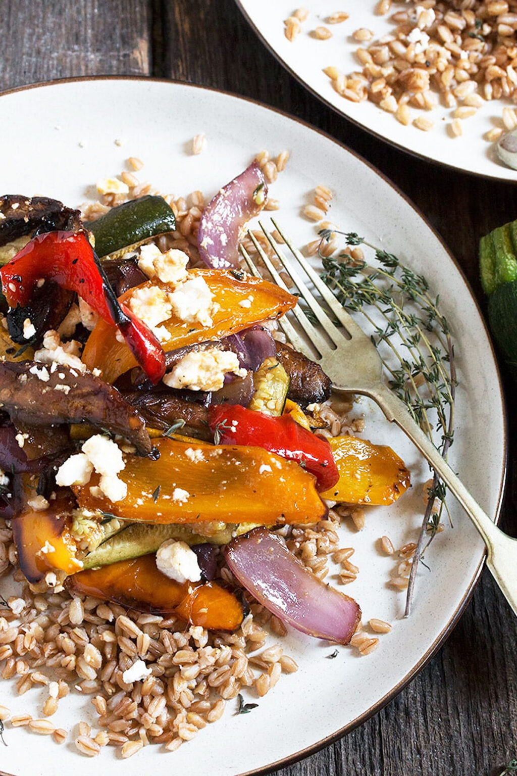 Farro Salad with Roasted Vegetables - Seasons and Suppers