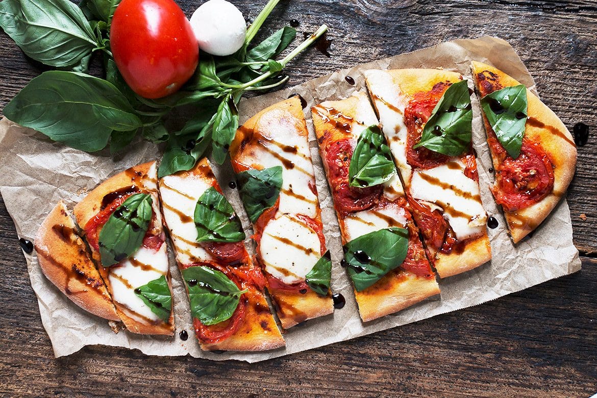 Tomato Bocconcini Flatbread - Seasons and Suppers