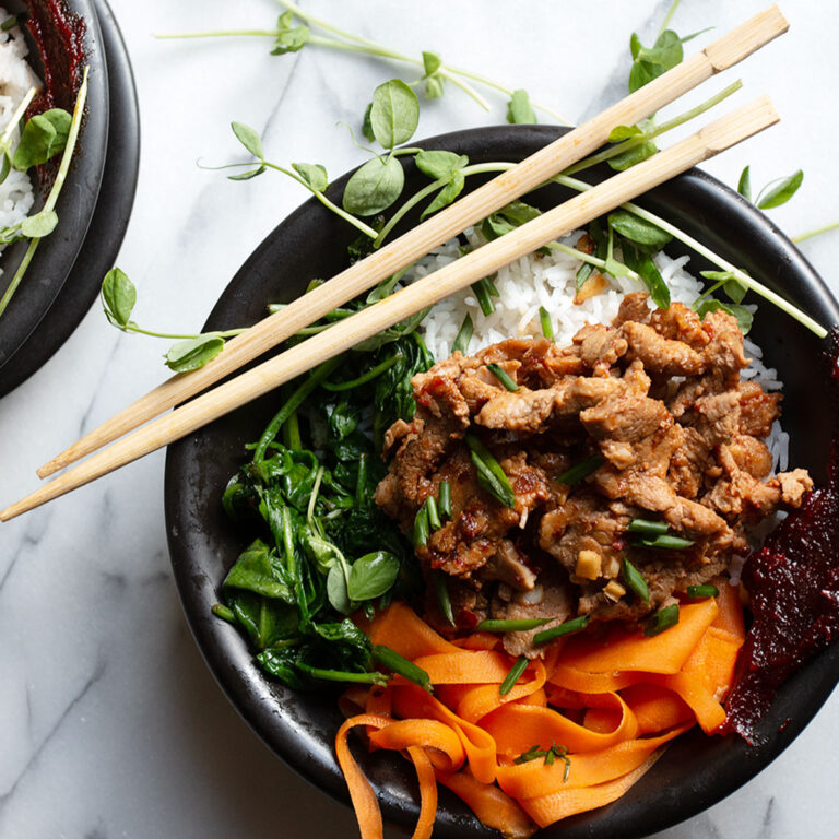 Spicy Pork Rice Bowl - Seasons and Suppers