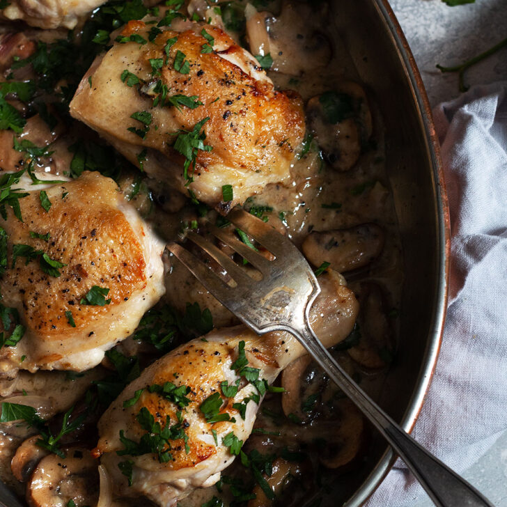Chicken Riesling (Coq au Riesling) - Seasons and Suppers