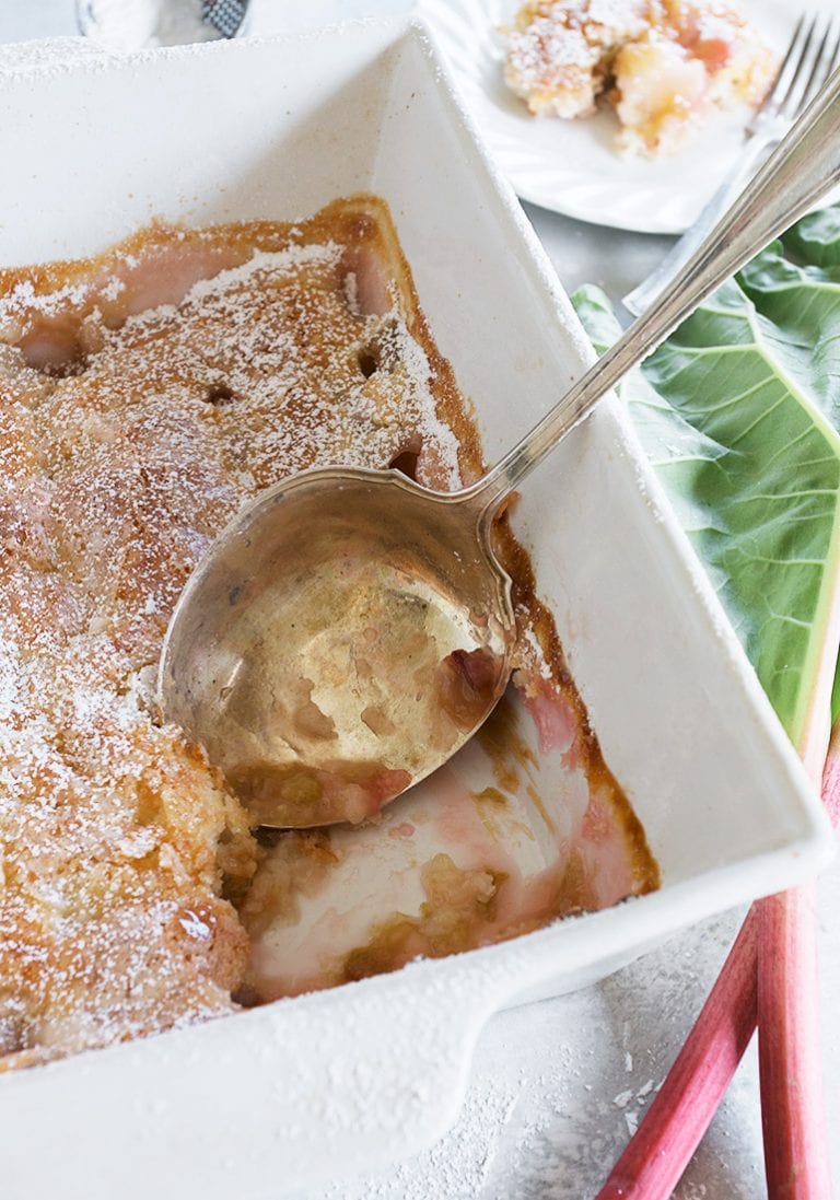 Old-Fashioned Rhubarb Pudding Cake - Seasons and Suppers