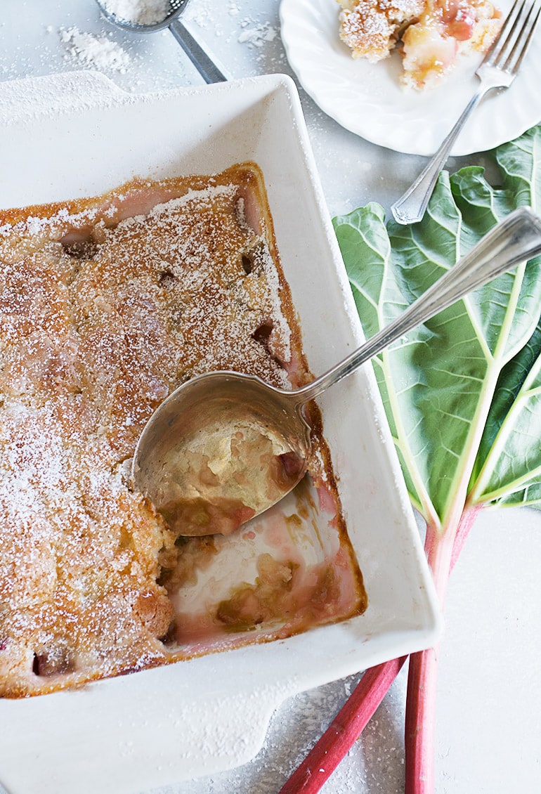 Old-Fashioned Rhubarb Pudding Cake - Seasons and Suppers