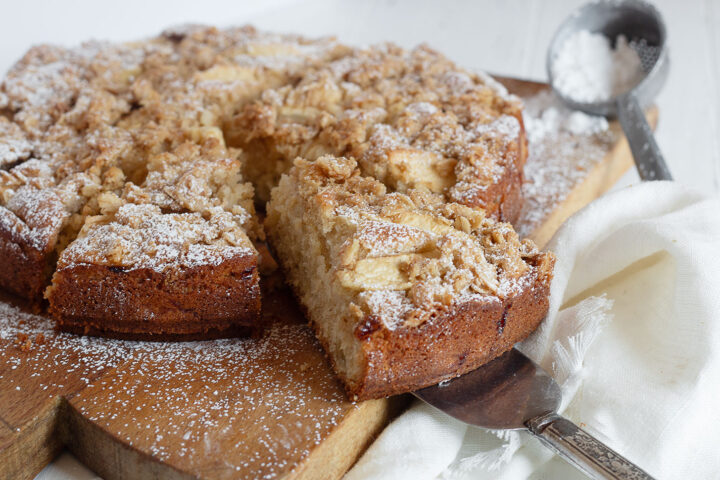 Apple Crisp Cake - Seasons and Suppers
