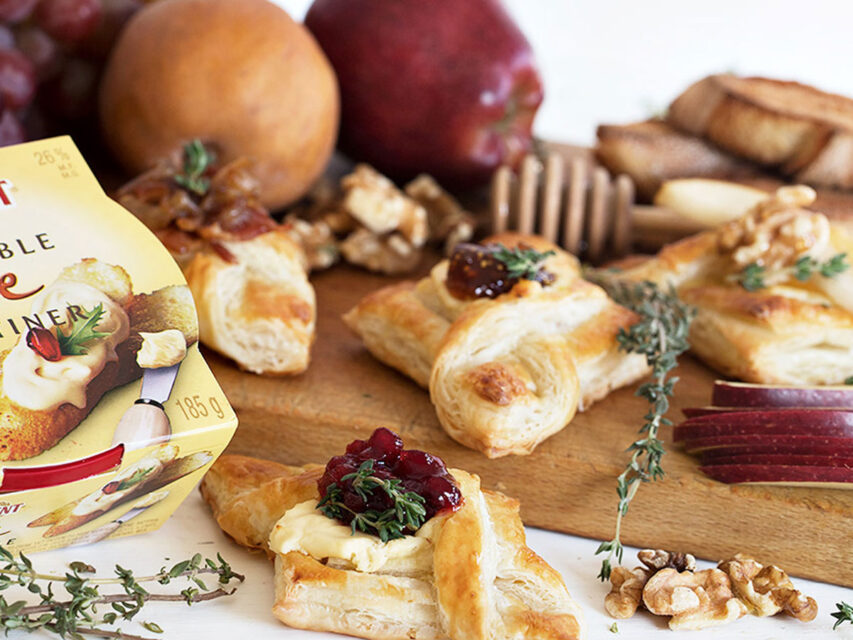 Spreadabe Brie and Jam Puff Pastries - Seasons and Suppers