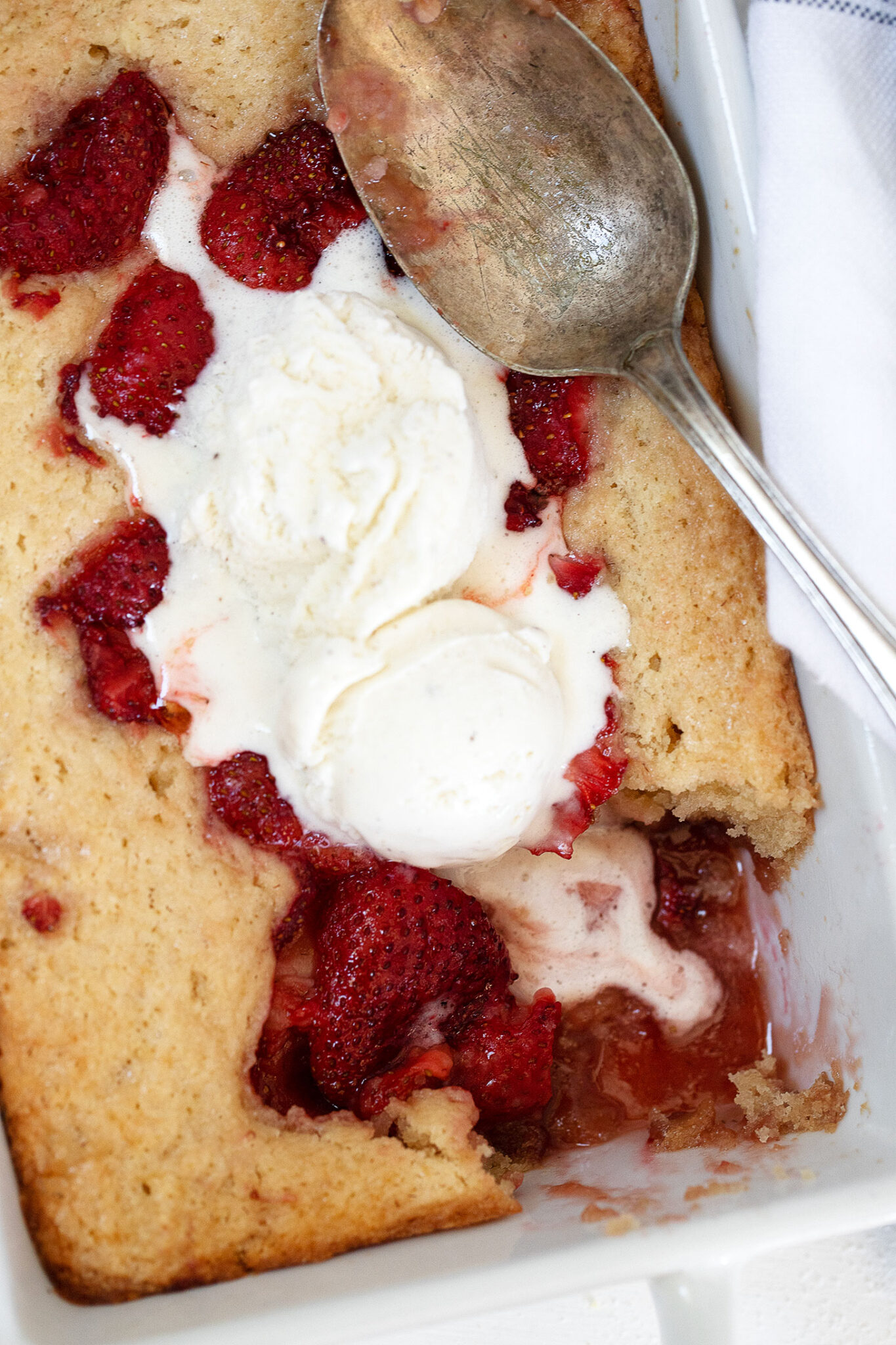 Easy Strawberry Spoon Cake - Seasons and Suppers