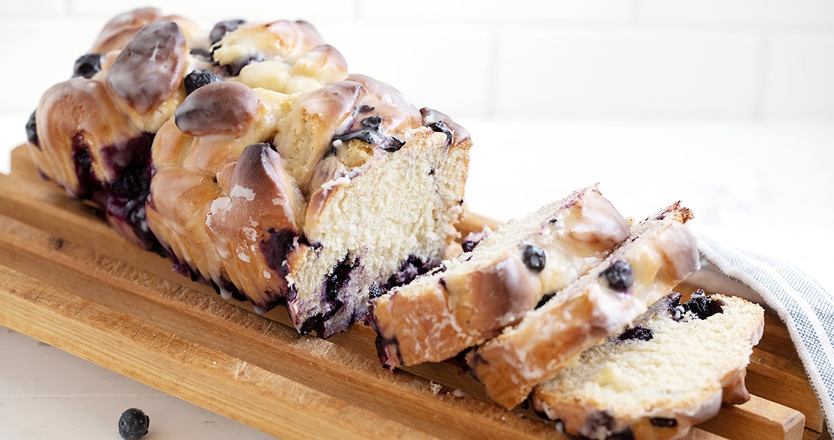Glazed Blueberry Fritter Bread - Seasons and Suppers