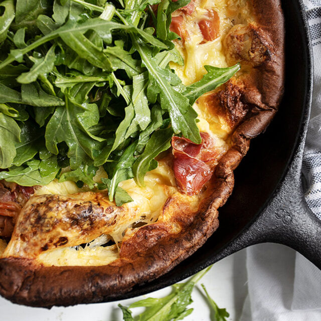 Tomato Feta Savoury Dutch Baby Pancake - Seasons and Suppers