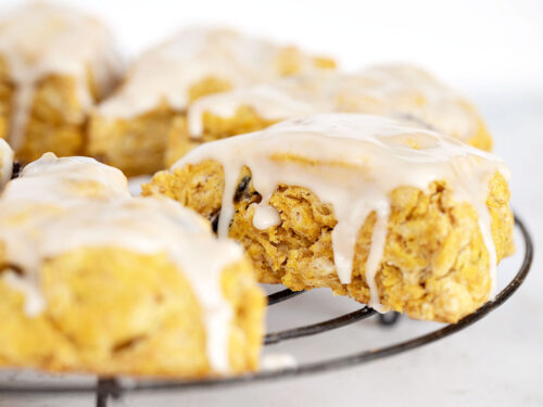 Maple Glazed Pumpkin Scones - Seasons and Suppers