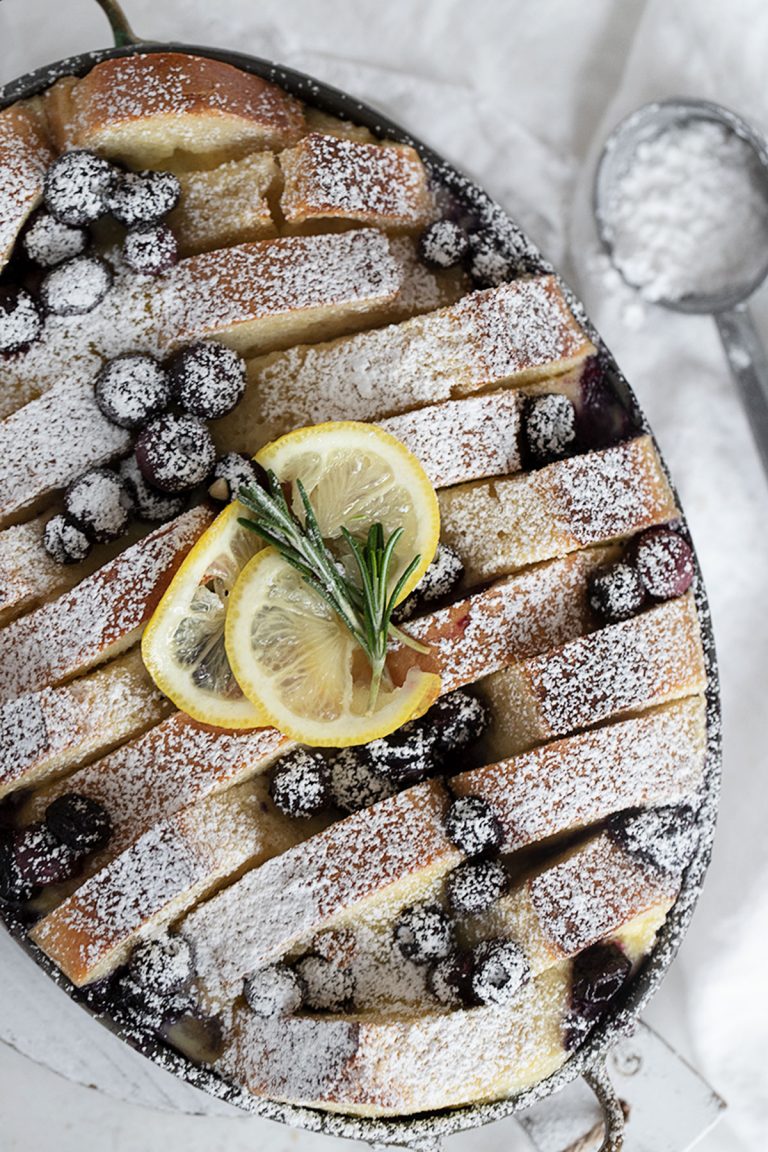 Blueberry Lemon Bread Pudding - Seasons and Suppers