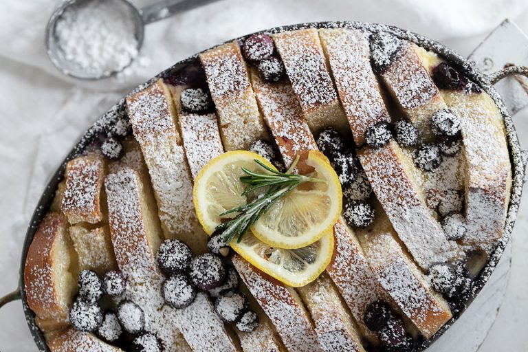 Blueberry Lemon Bread Pudding - Seasons and Suppers