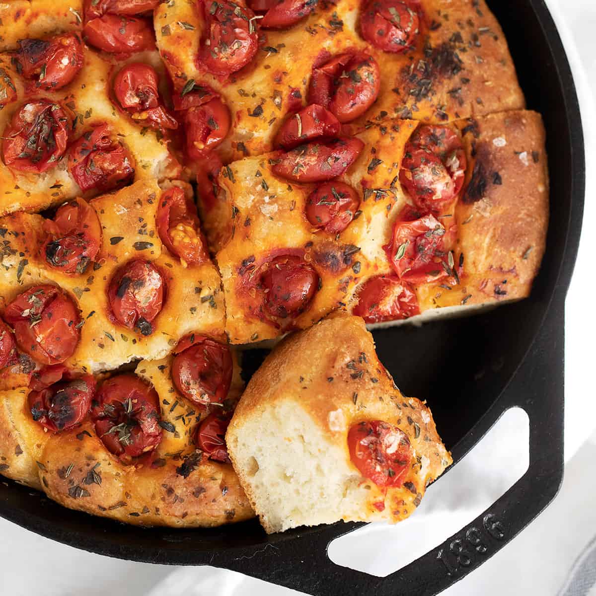 Cast Iron Skillet Focaccia - Seasons and Suppers