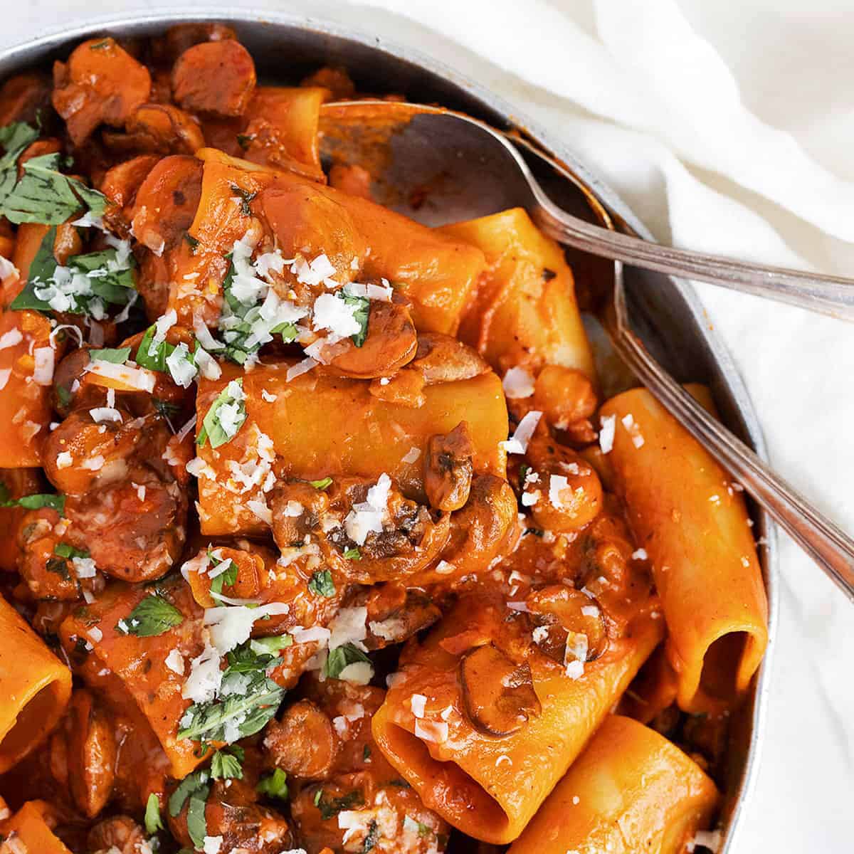 Mushroom Ragù Pasta - Seasons and Suppers