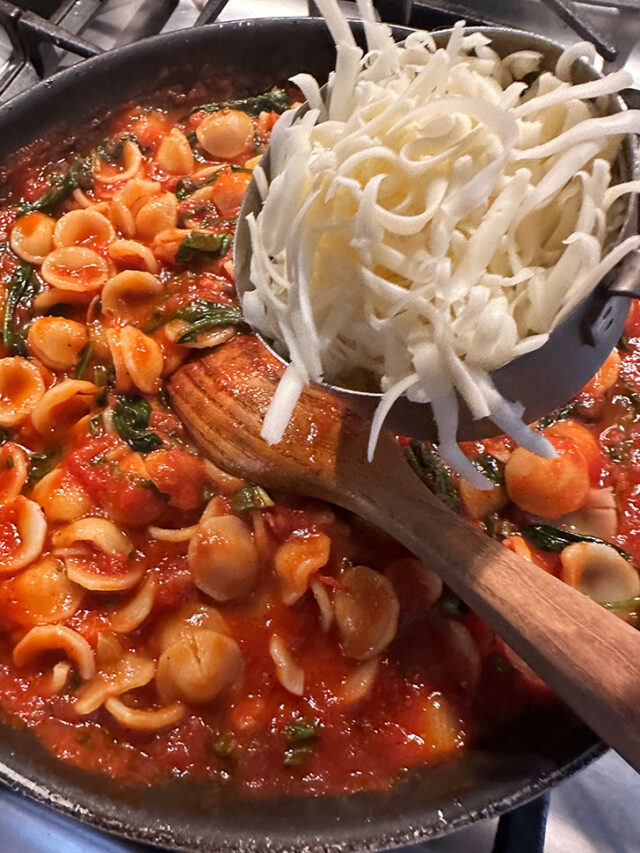 Cheesy Baked Orecchiette with Spinach - Seasons and Suppers