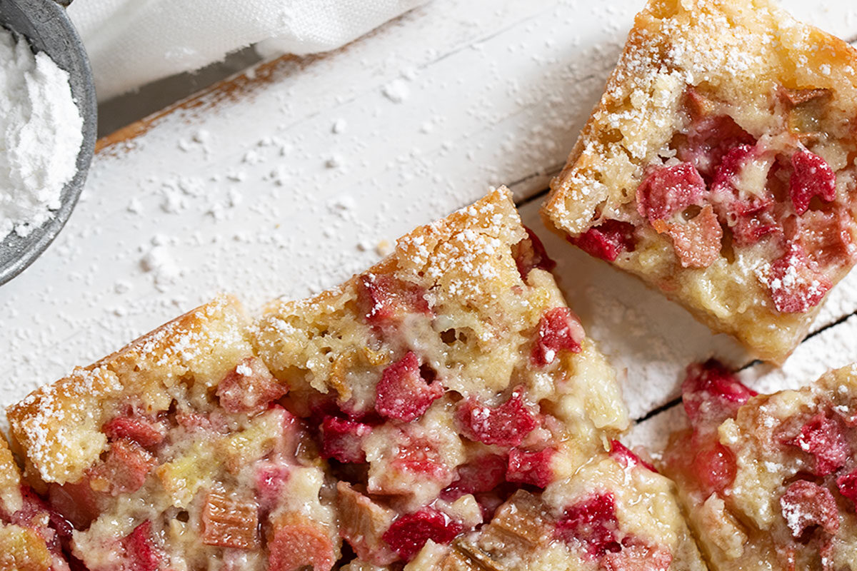 Custard Rhubarb Bars - Seasons and Suppers