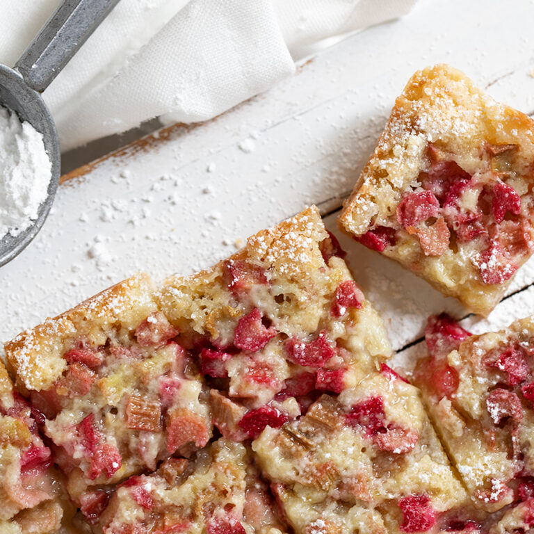 Custard Rhubarb Bars - Seasons and Suppers