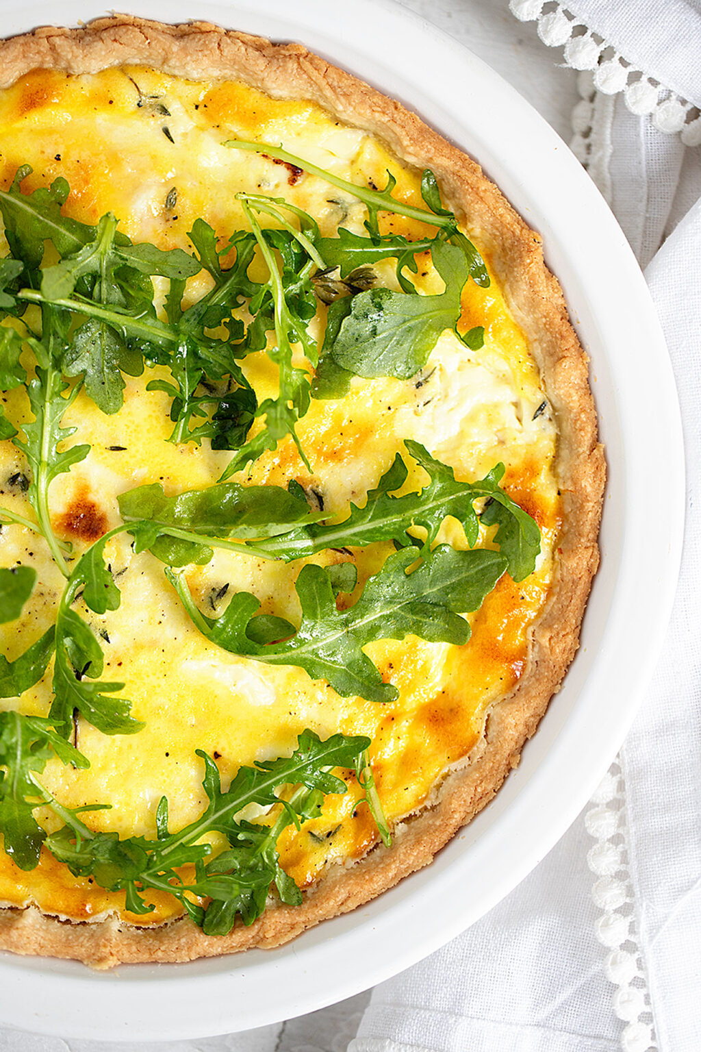 Goat Cheese Quiche - Seasons and Suppers