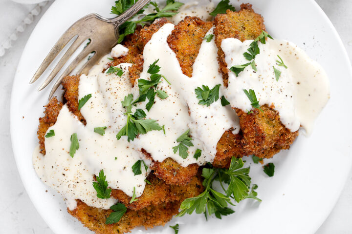Pork Scallopini with Mornay Sauce - Seasons and Suppers