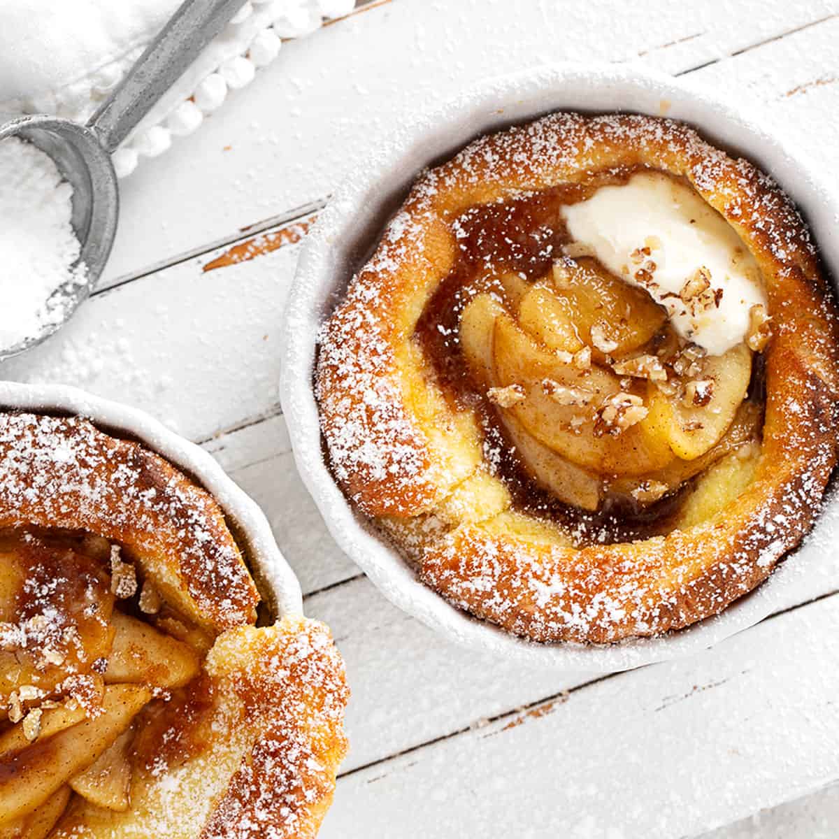 Individual Apple Dutch Baby Pancakes - Seasons and Suppers