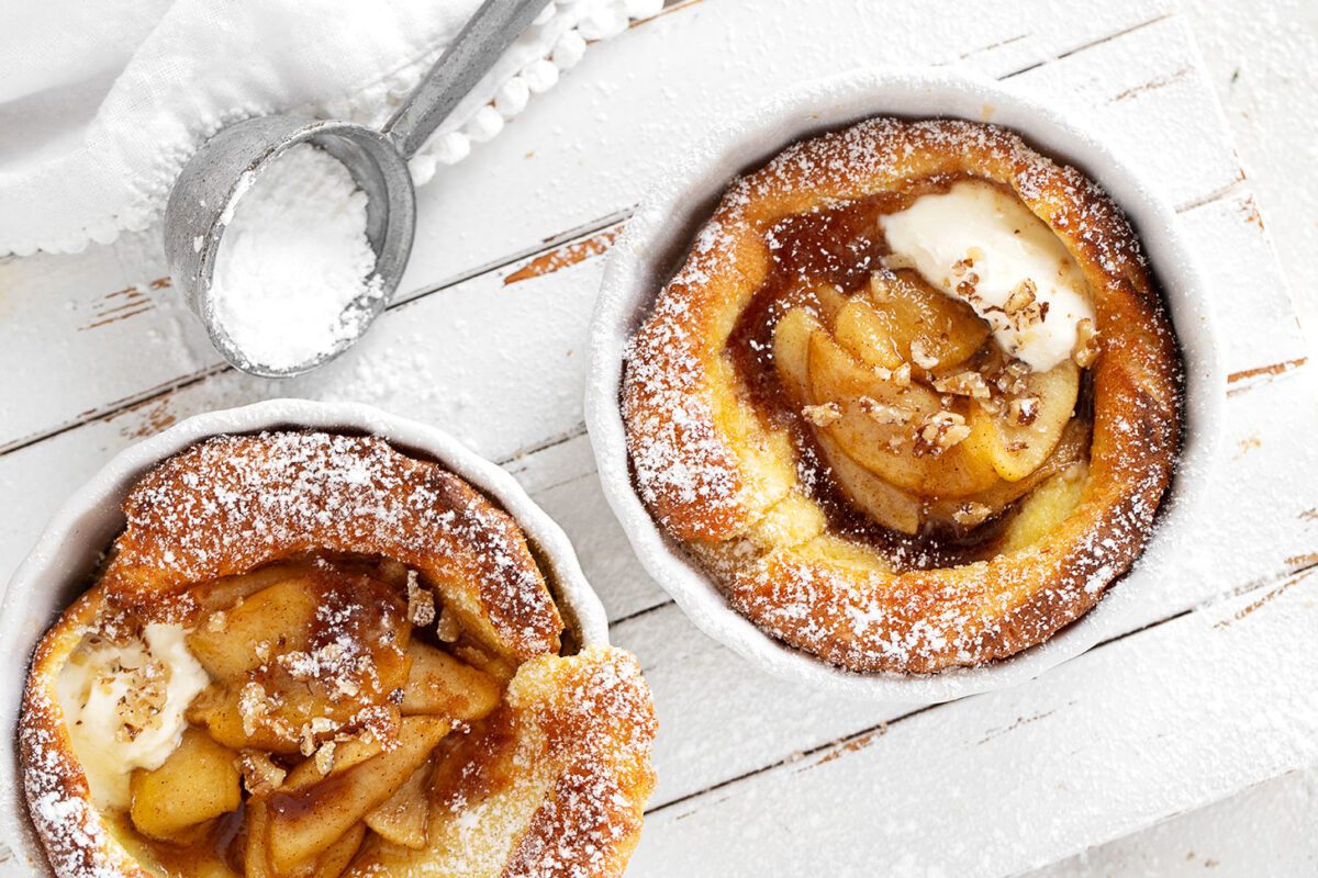 Individual Apple Dutch Baby Pancakes - Seasons and Suppers