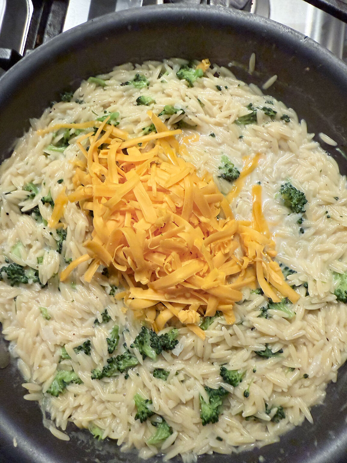 Broccoli Cheddar Orzo - Seasons and Suppers