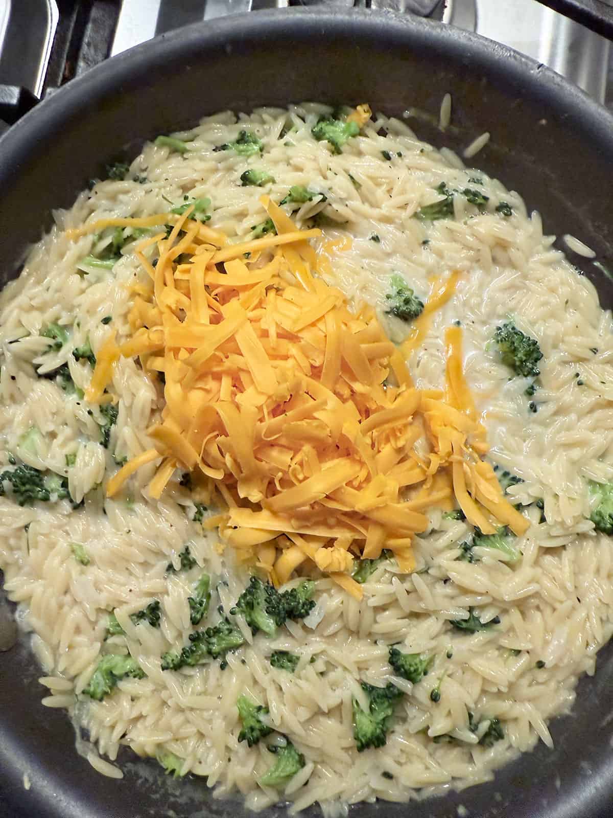 Broccoli Cheddar Orzo - Seasons and Suppers
