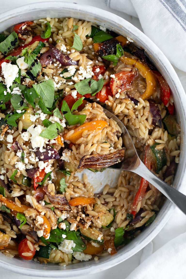 Roasted Vegetable Orzo - Seasons and Suppers
