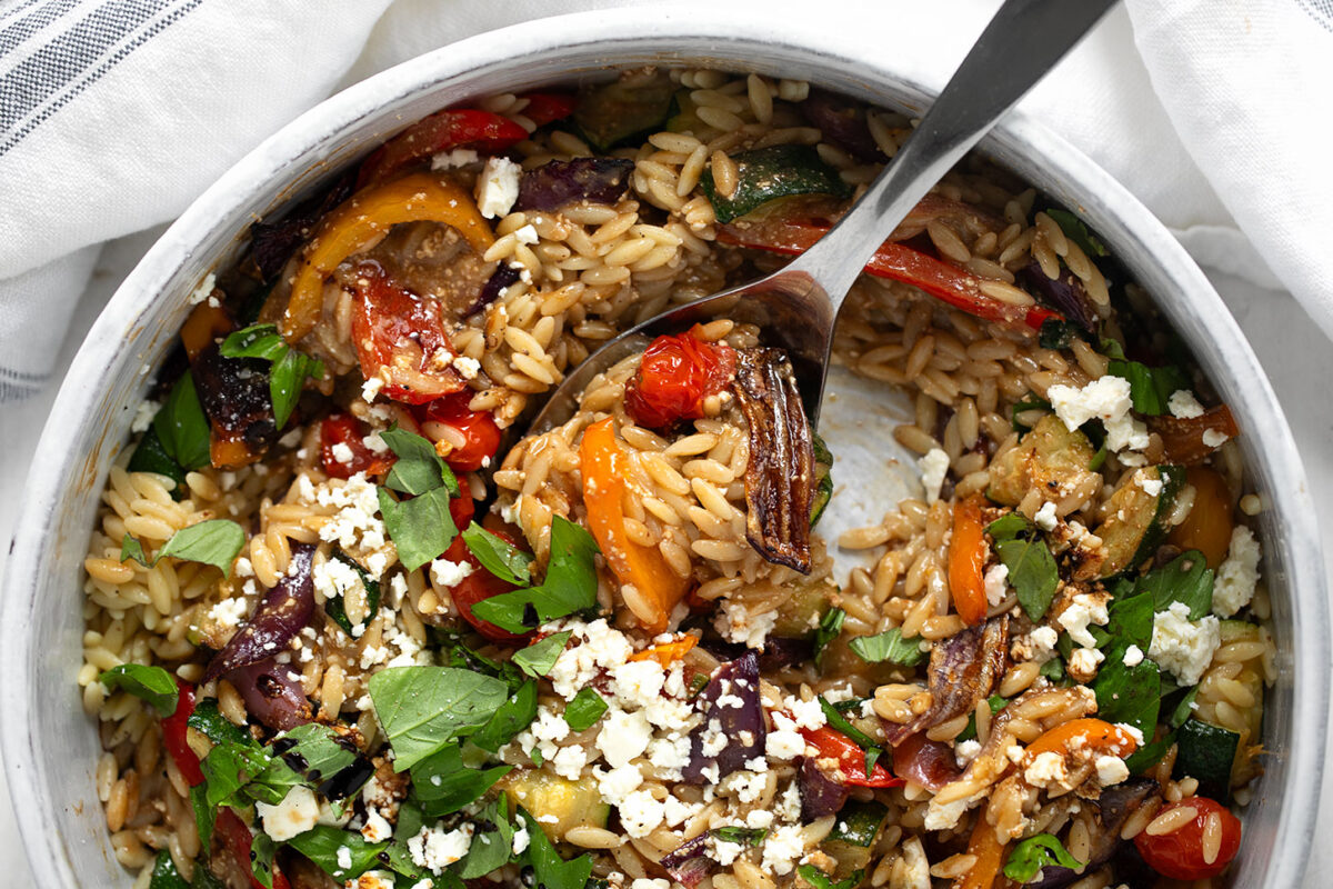 Roasted Vegetable Orzo - Seasons and Suppers