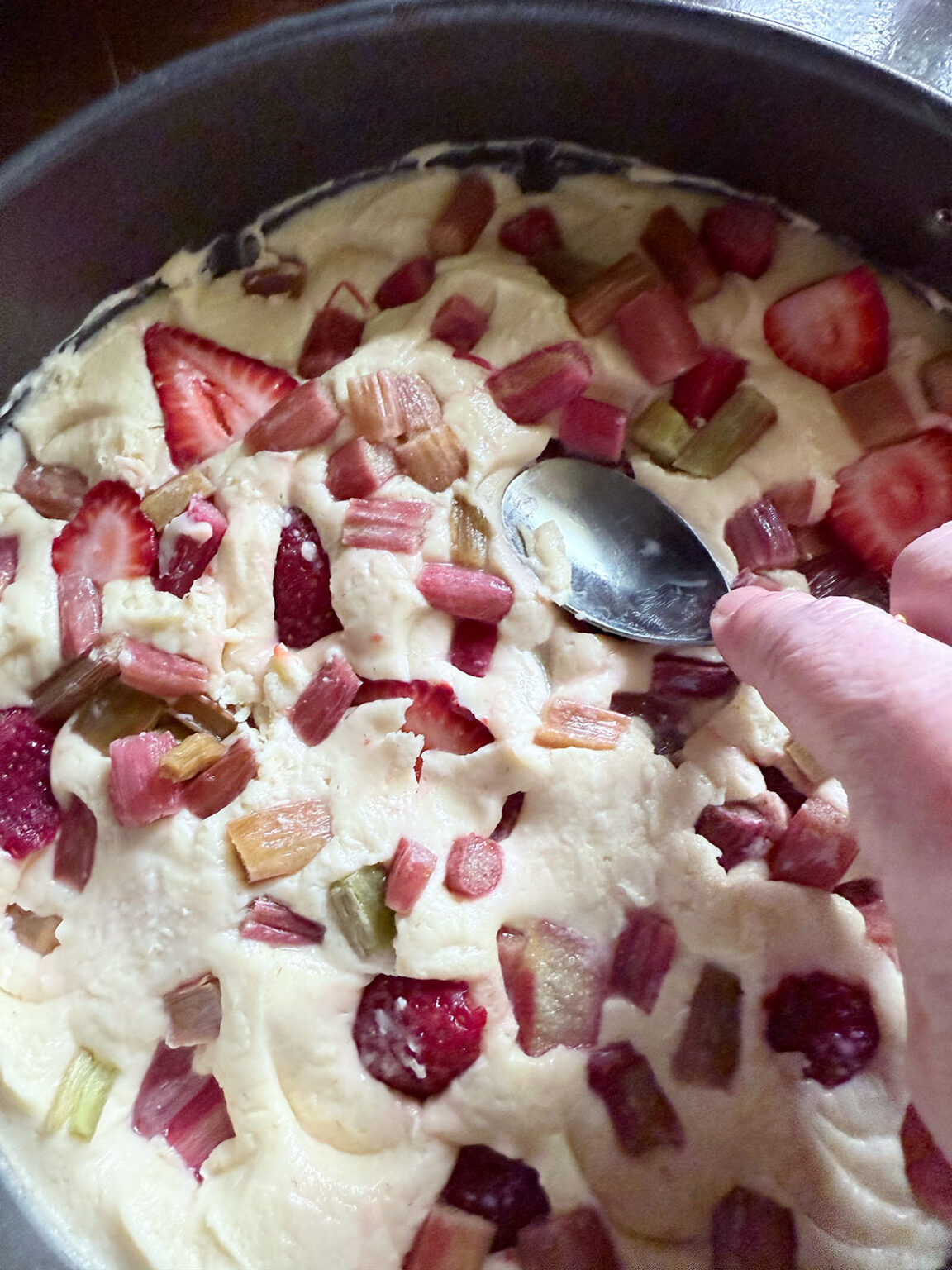 Strawberry Rhubarb Cake - Seasons and Suppers