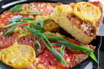 Skillet Cornbread with Heirloom Tomatoes - Seasons and Suppers